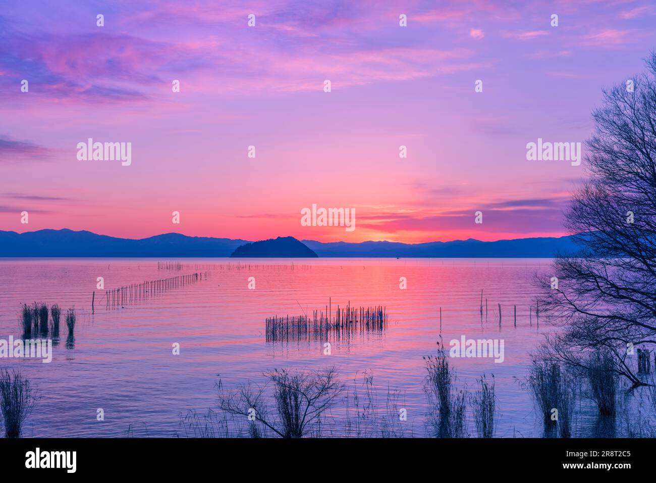 Evening view of Lake Biwa Stock Photo - Alamy