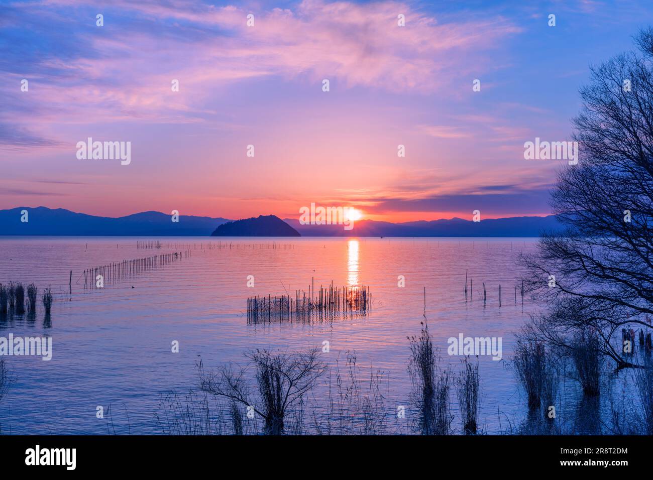 Sunset at Lake Biwa Stock Photo - Alamy
