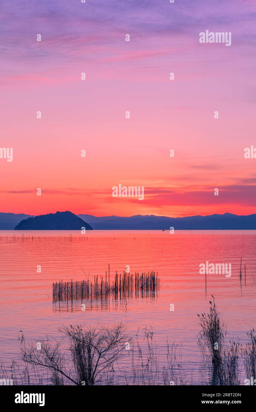 Evening view of Lake Biwa Stock Photo - Alamy