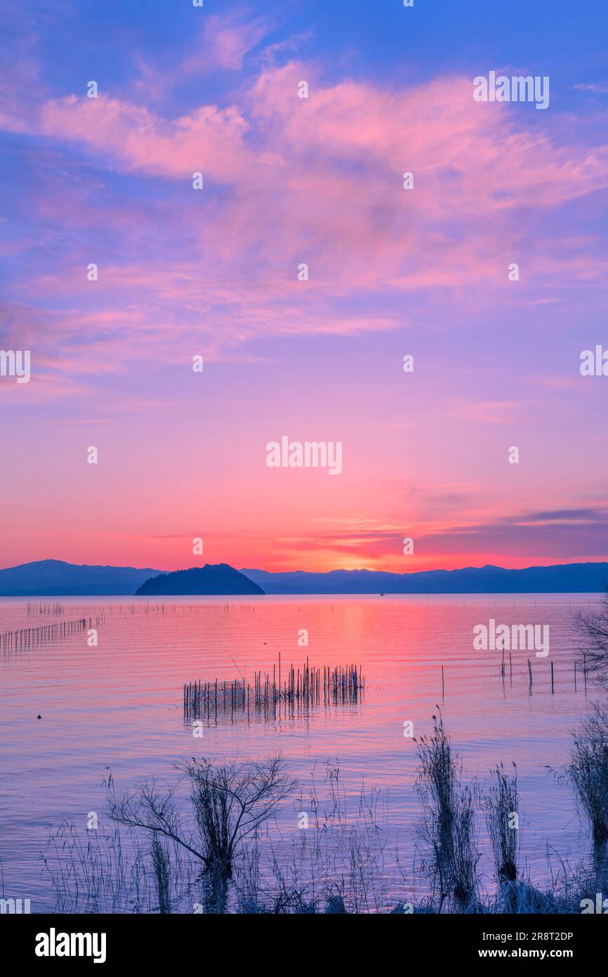 Evening view of Lake Biwa Stock Photo - Alamy