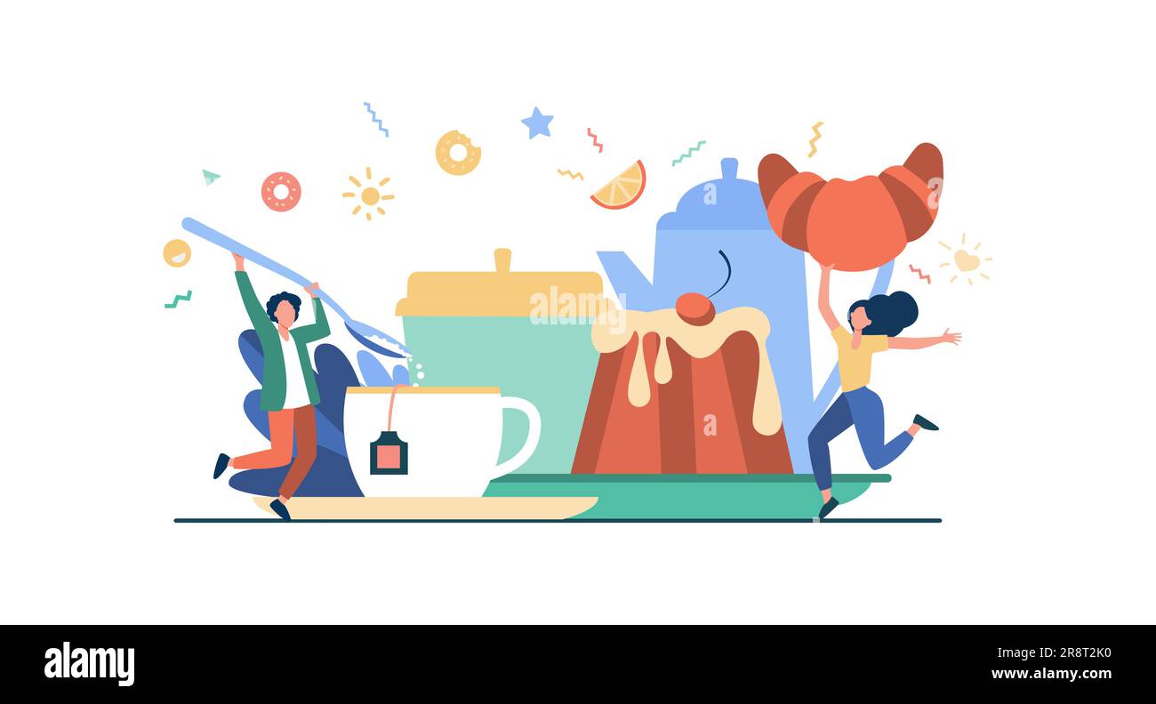 Couple having tea Stock Vector Images - Alamy