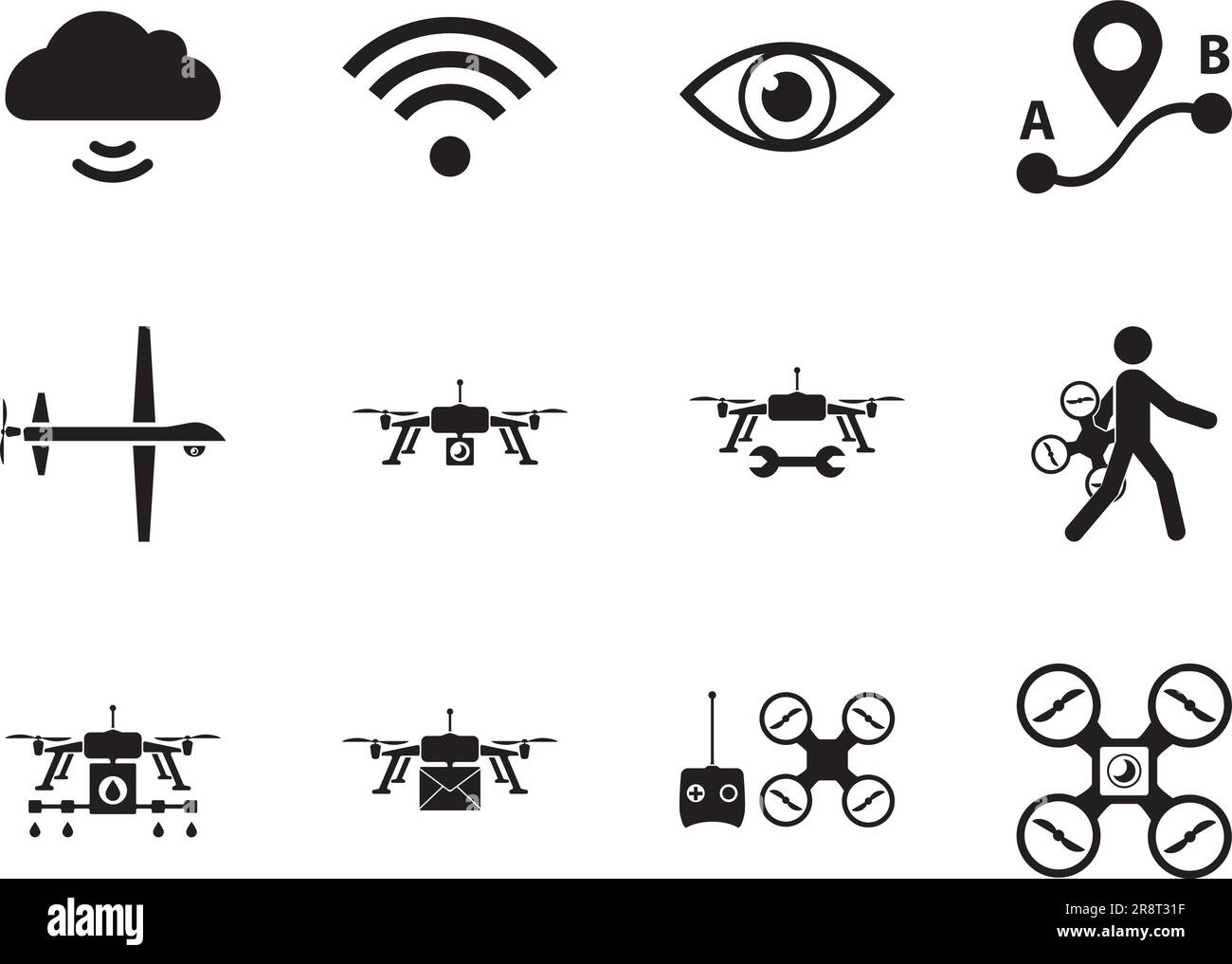 Drones Simple Icons Set Stock Vector Image & Art - Alamy