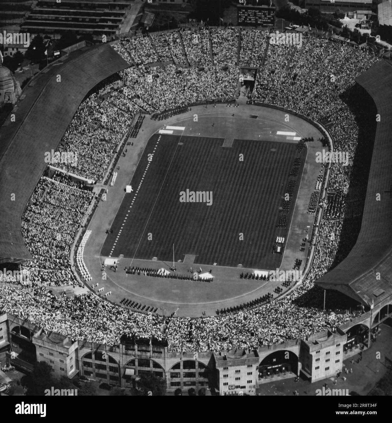 The Olympic Games - An aerial view of the impressive scene at Wembley ...