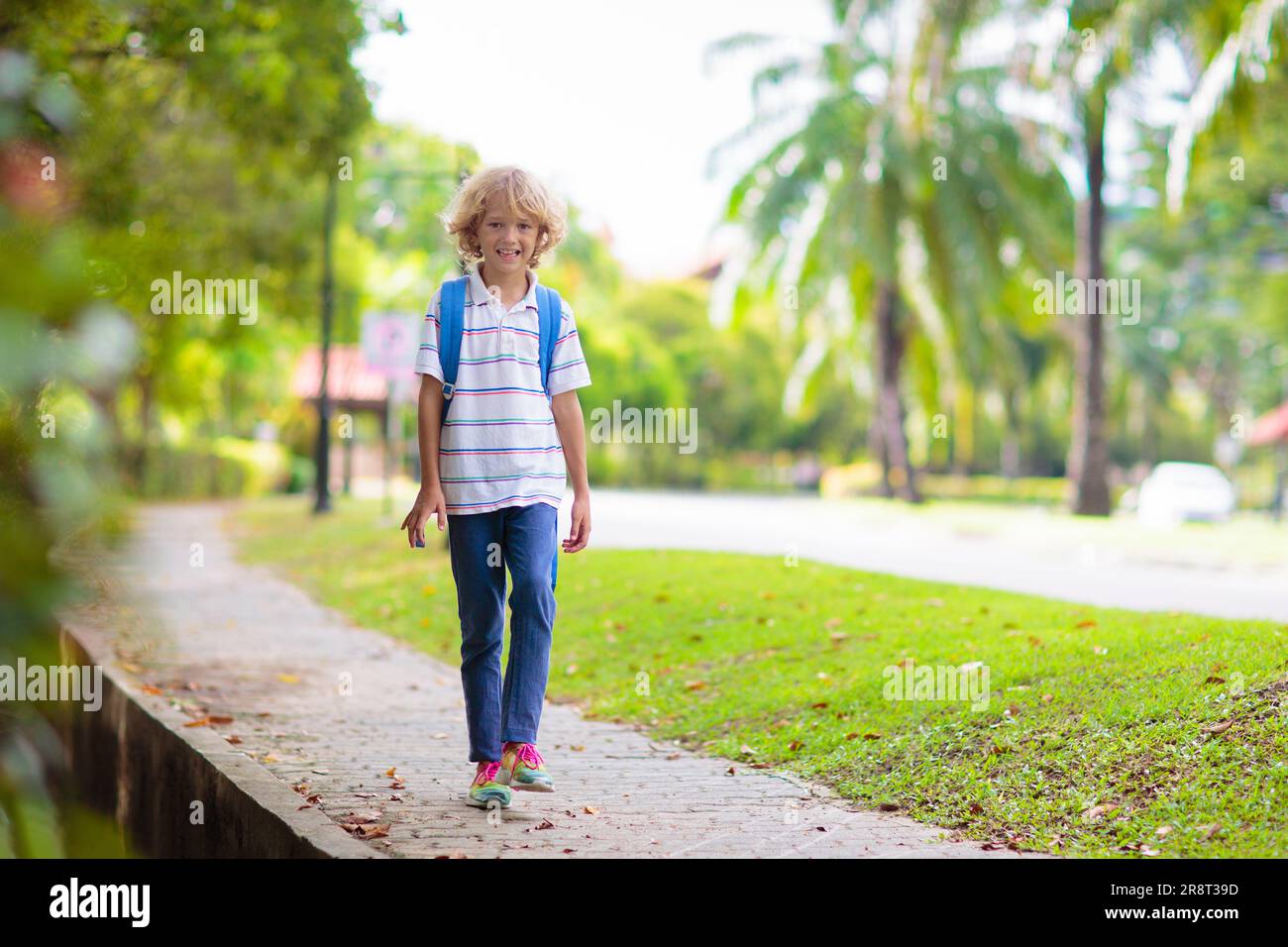 Children go back to school. Start of new school year after summer ...