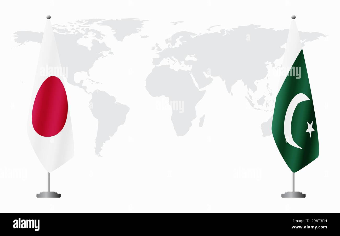 Japan and Pakistan flags for official meeting against background of ...