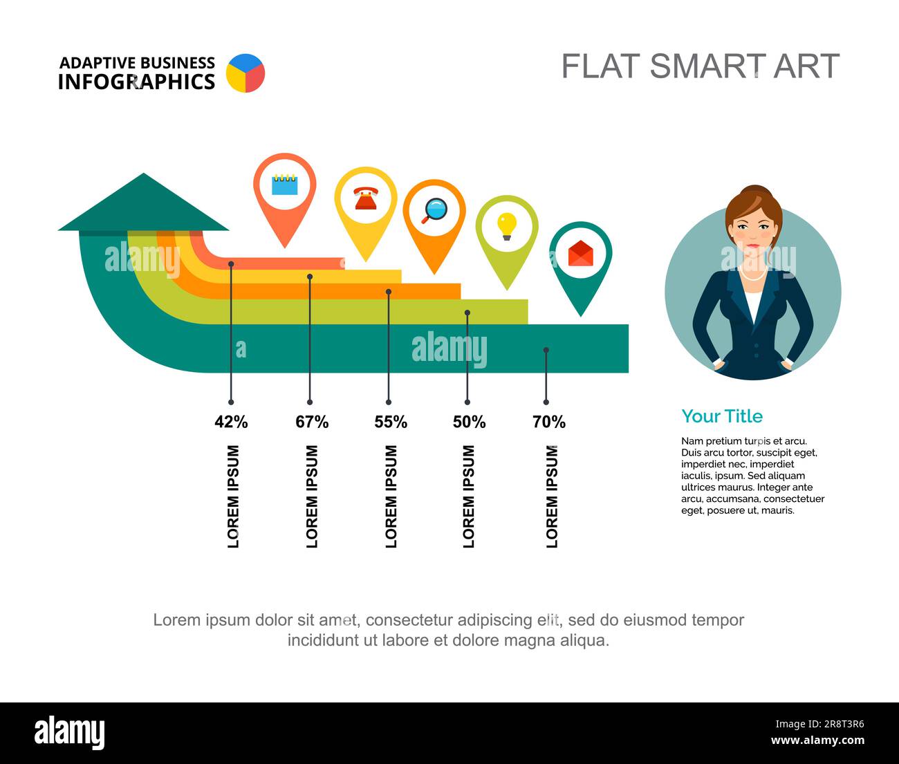 Five Step Arrow Diagram Slide Template Stock Vector Image & Art - Alamy