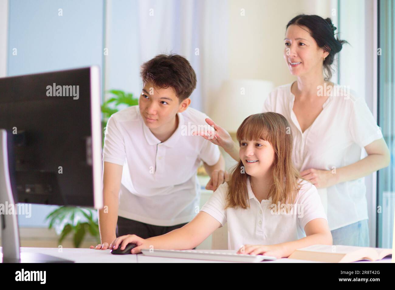 Kids in school class. Children working on school project. IT, coding ... Kids in school class. Children working on school project. IT, coding ...