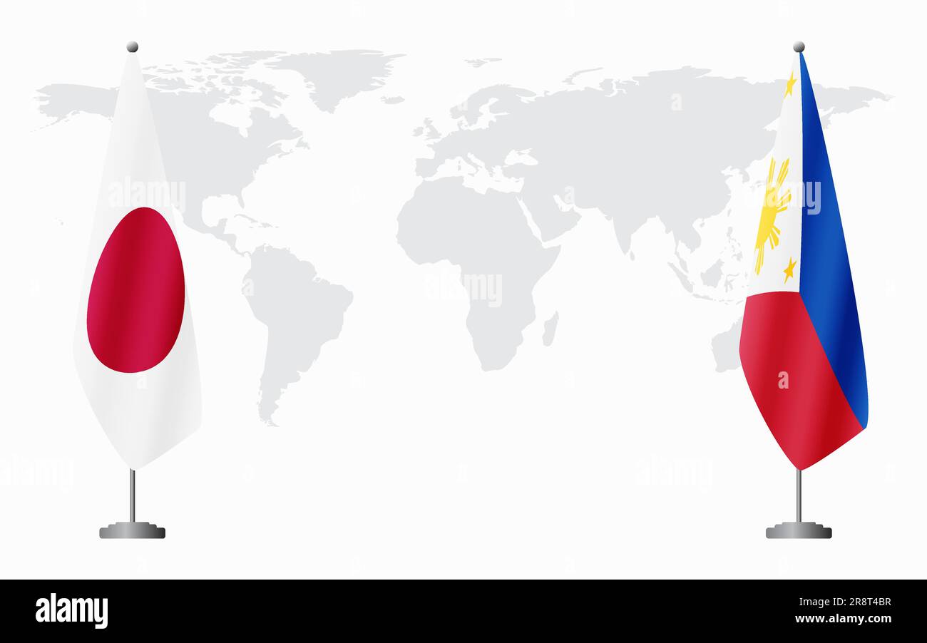 Japan and Philippines flags for official meeting against background of ...