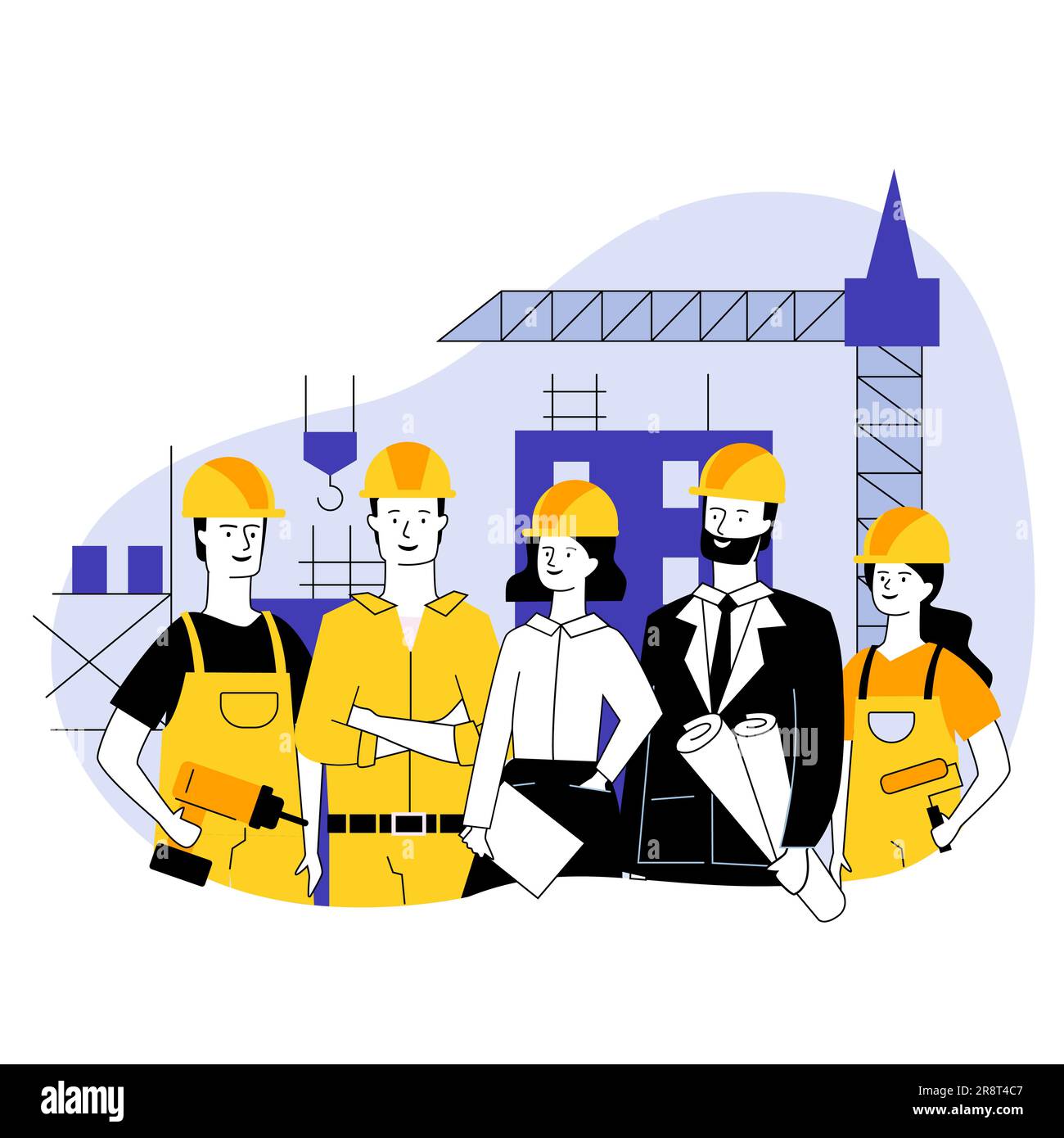 Engineering and construction workers standing together Stock Vector ...