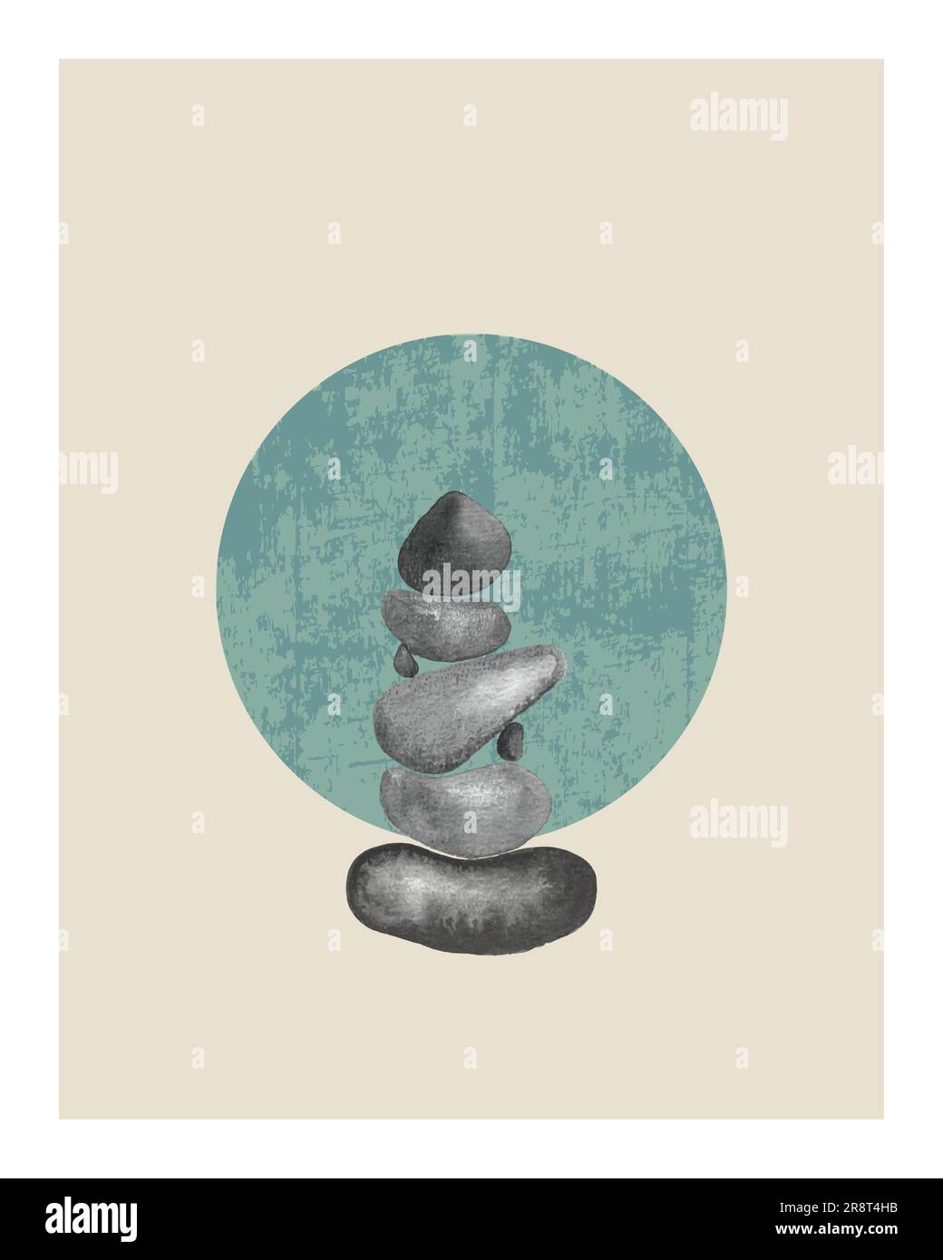 Stones watercolor monochrome hand drawn. Poster minimalist design ...
