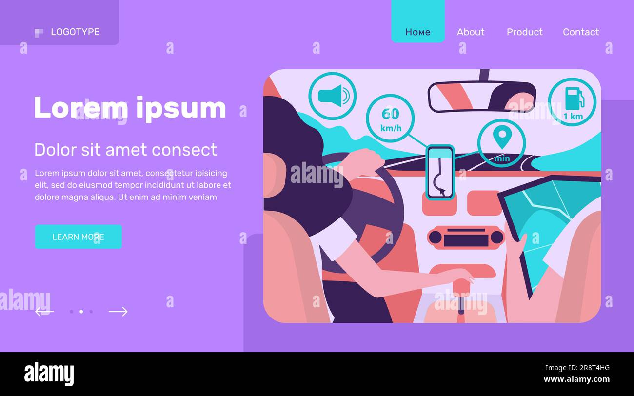 Driver and passenger navigating on road within map Stock Vector Image ...