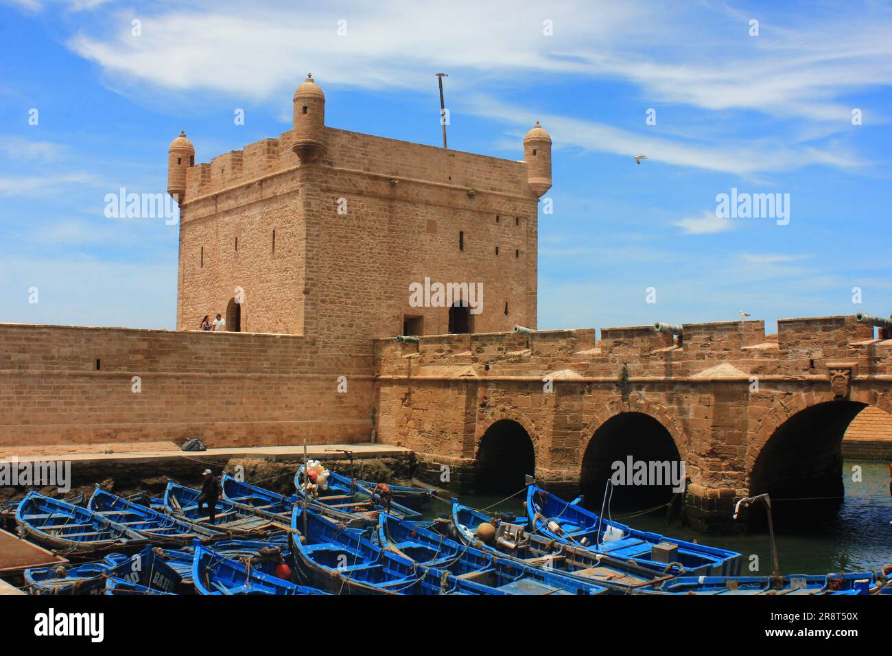 Fortress, bridge and little harbor of Essaouira, Morocco Stock Photo ...