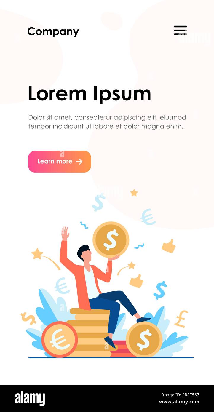 Happy businessman earning money flat vector illustration Stock Vector ...