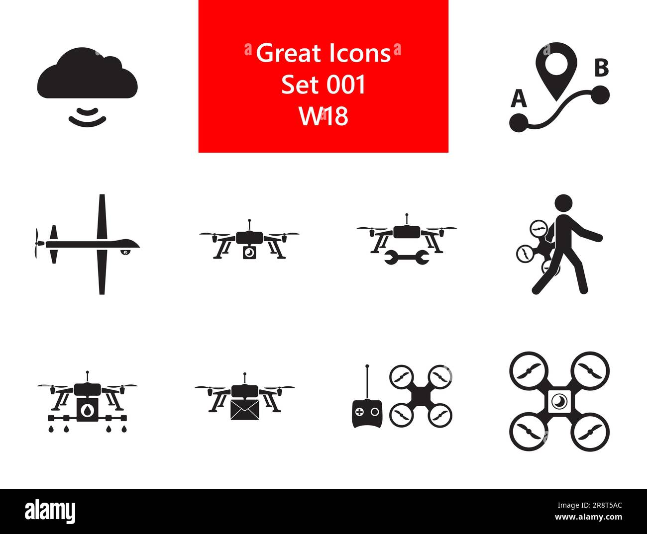 Drones Simple Icons Set Stock Vector Image & Art - Alamy