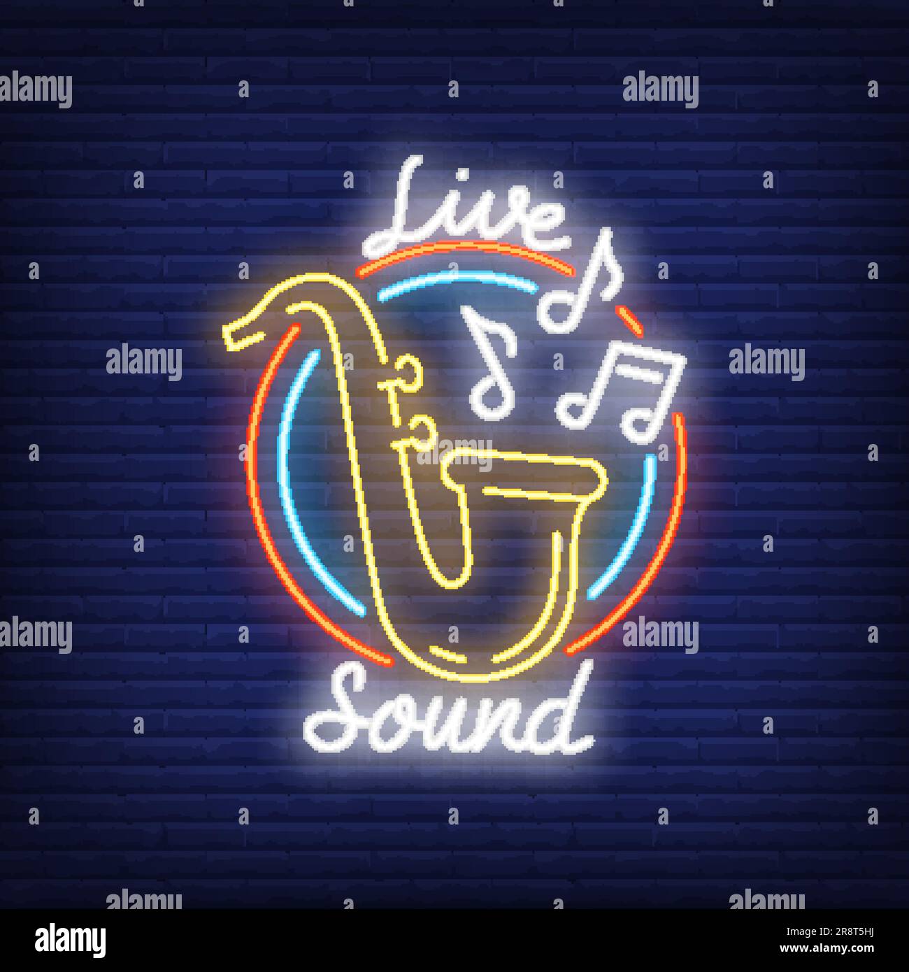 Live Sound Neon Sign with Saxophone Stock Vector Image & Art - Alamy