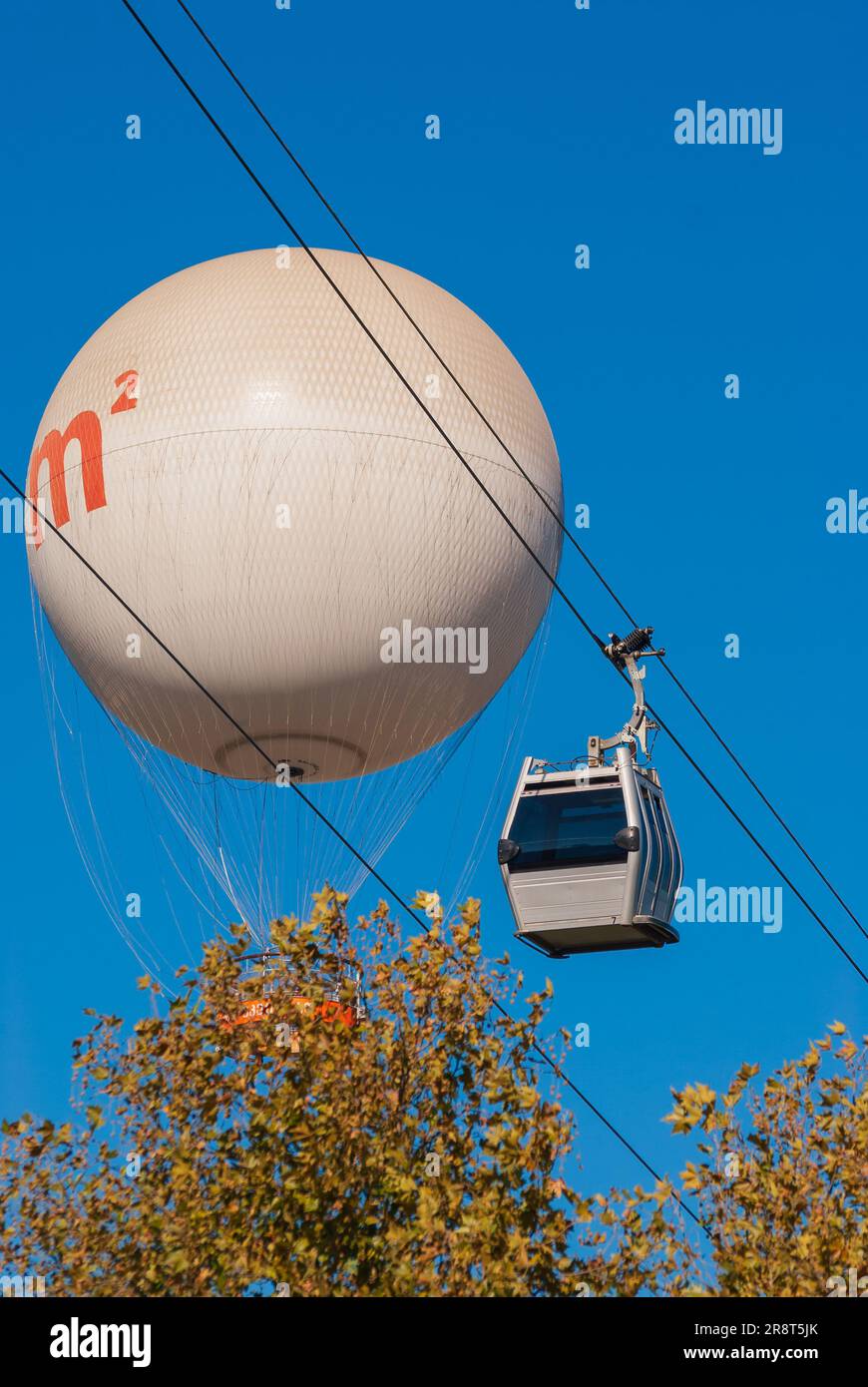 Georgia, Tbilisi - October 30, 2022: Air excursion balloon and cable ...