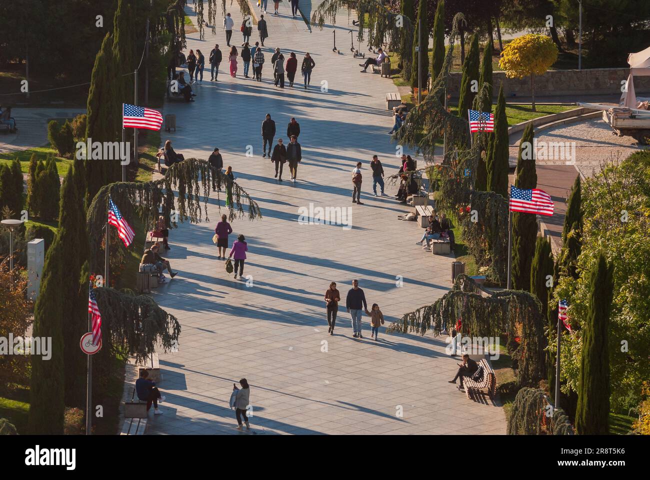 Georgia, Tbilisi - October 30, 2022: Crowd of anonymous people walking ...