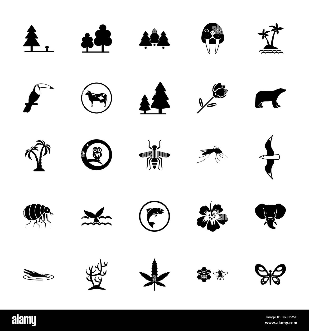Nature icon set. Animals and plants collection Stock Vector Image & Art ...