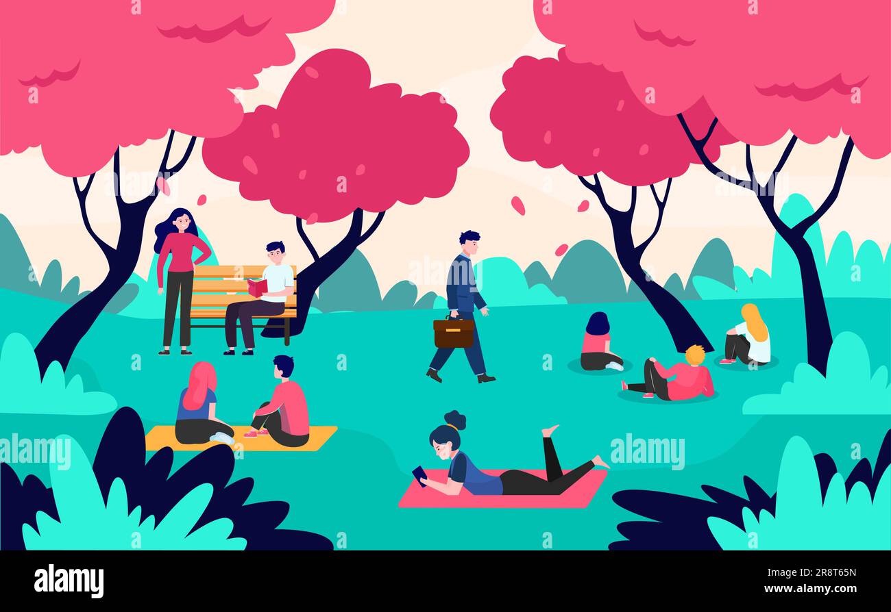 Tourist relaxing in nature Stock Vector Images - Alamy