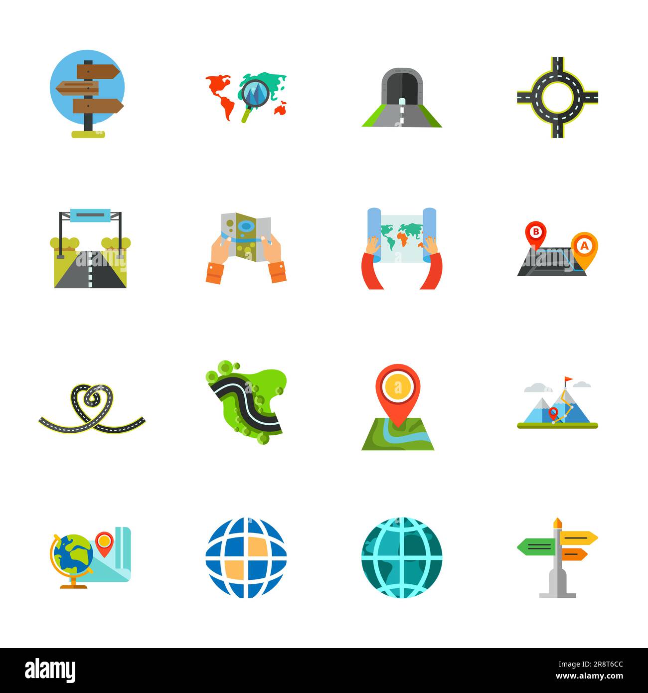 Geolocation icon set. Cartography, destination, route Stock Vector ...