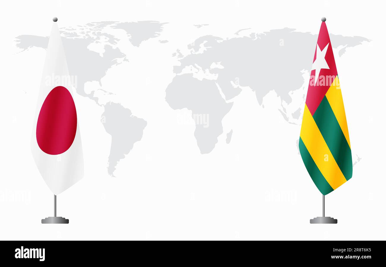 Japan and Togo flags for official meeting against background of world ...