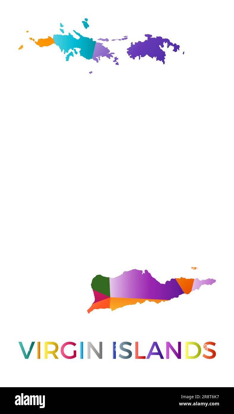 Bright colored Virgin Islands shape. Multicolor geometric style island ...