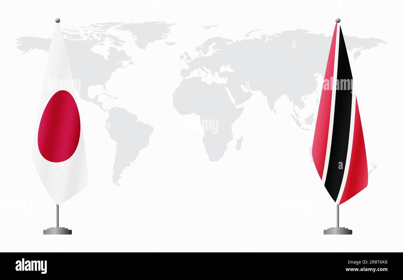 Japan and Trinidad and Tobago flags for official meeting against ...