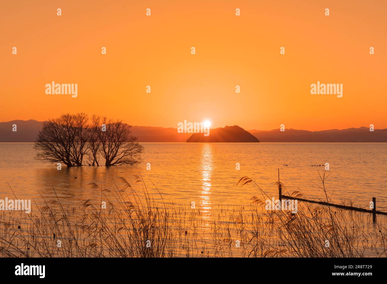Sunset at Lake Biwa Stock Photo - Alamy