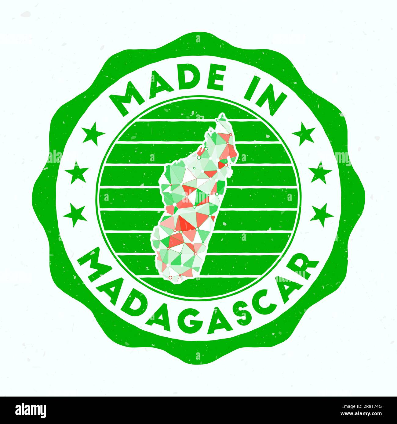 Made In Madagascar. Country round stamp. Seal of Madagascar with border ...