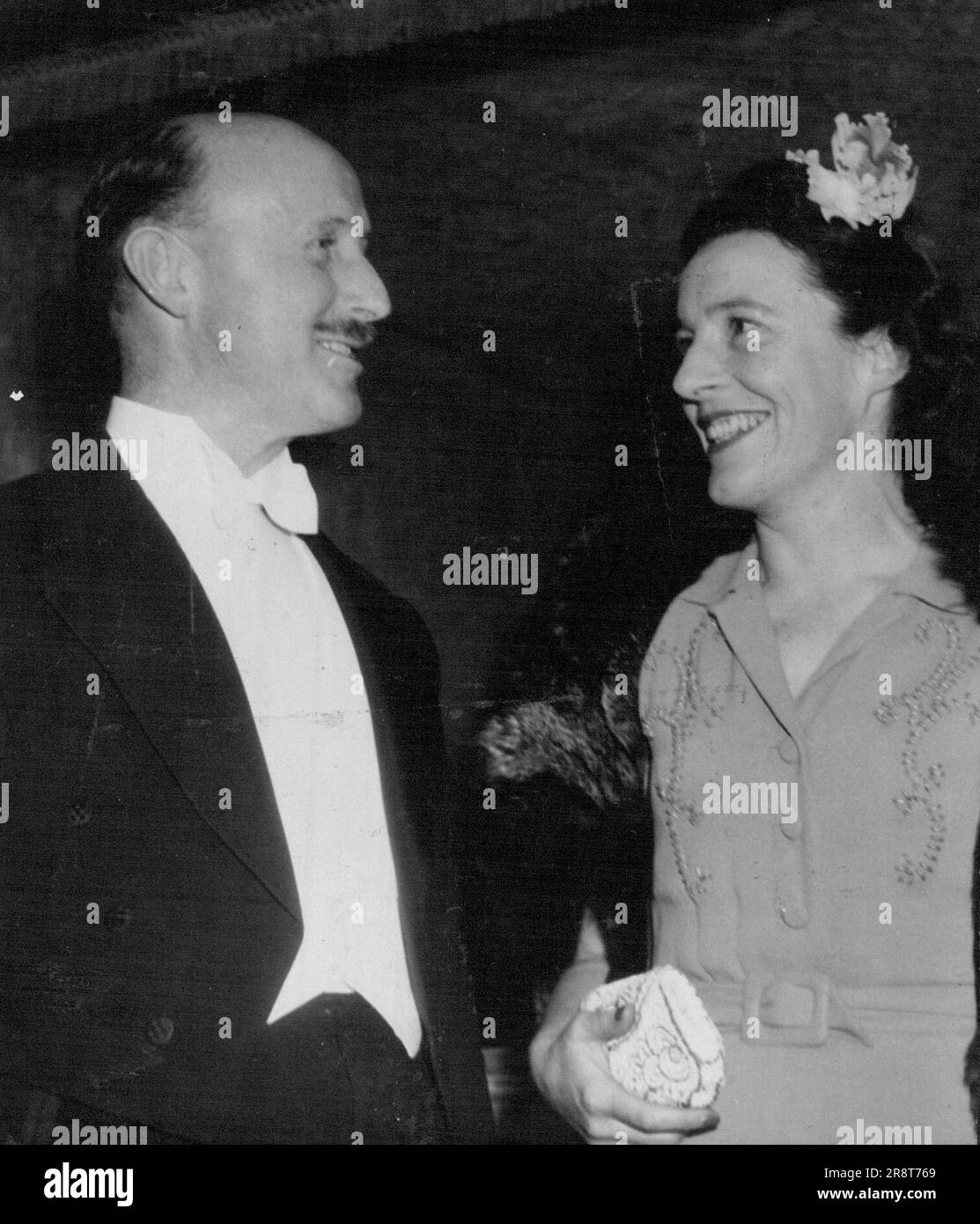 Capt & Mrs. P.G. Taylor "Smithy" Premiere. July 04, 1946 Stock Photo ...