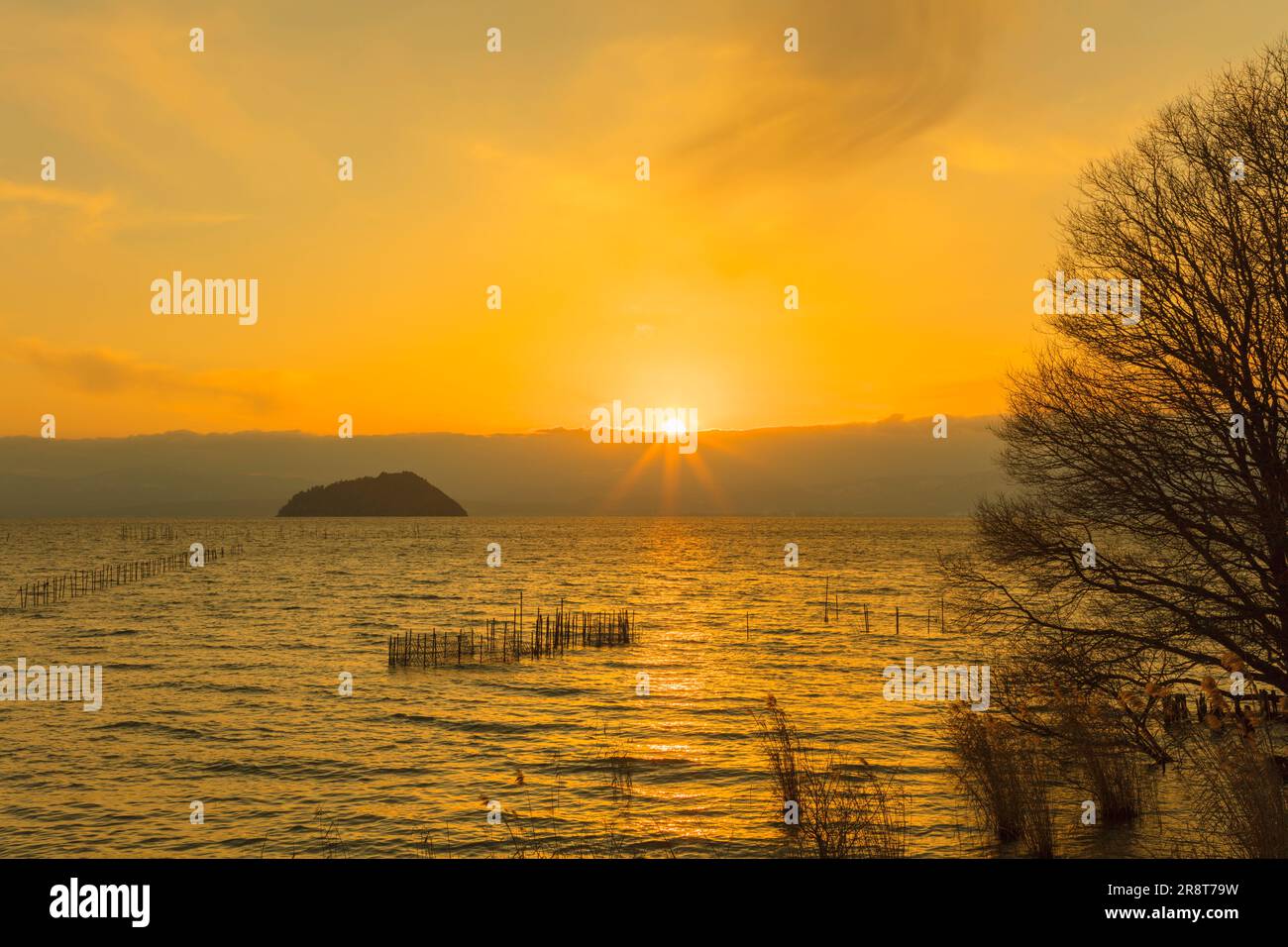 Sunset at Lake Biwa Stock Photo - Alamy