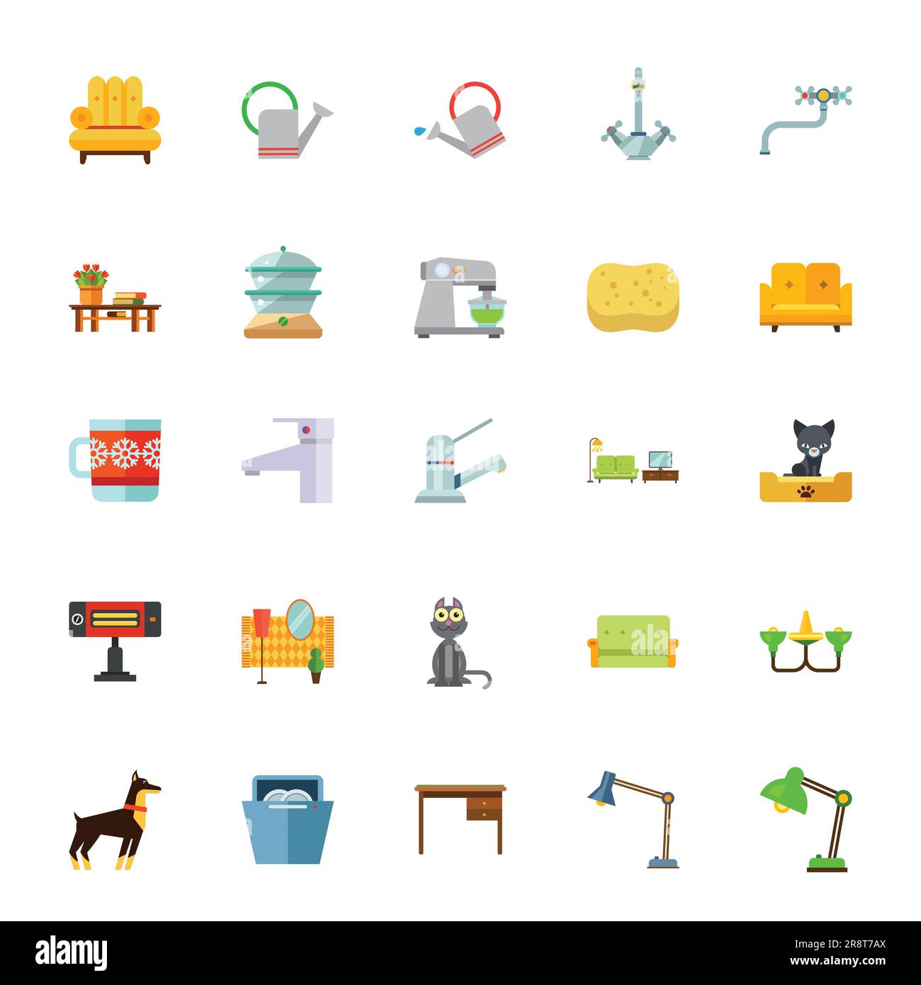 Household equipment icon set. Domestic life symbols Stock Vector Image ...