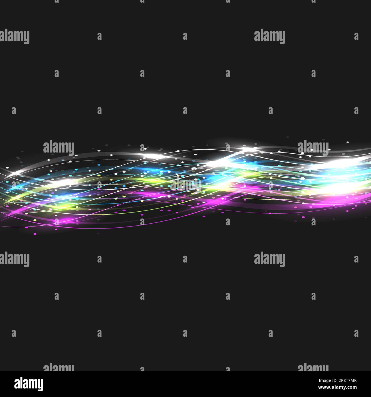 Set of multicolored abstract lines of energy magical electric magic ...