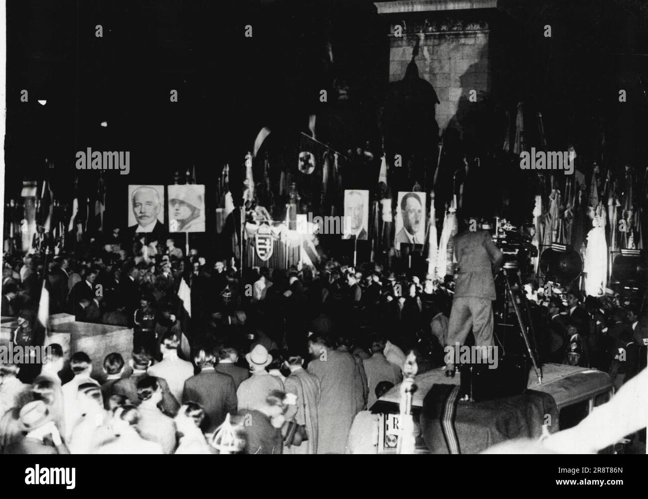 General View of the night demonstration in Heroes's Square, Budapest ...