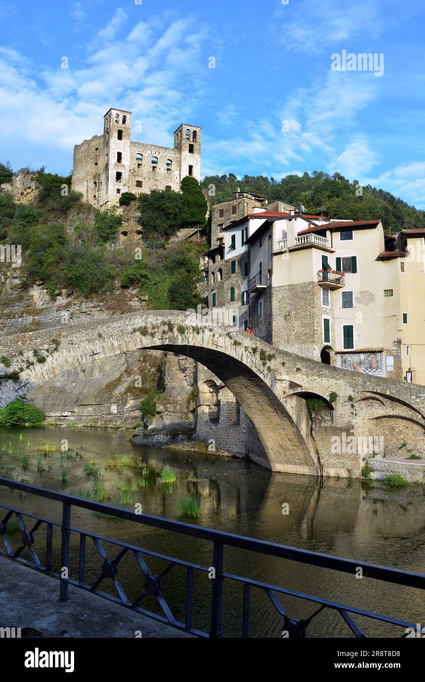 Dolceacqua, Liguria, Italy 06-08-2023- The ancient medieval village of Dolceacqua and the Doria ...