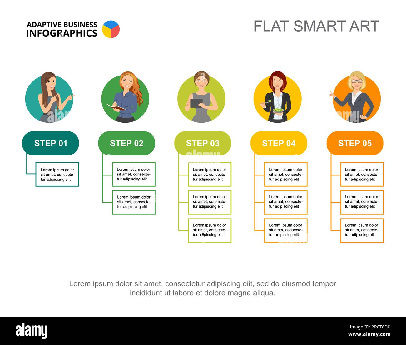 Five flowchart infographic design Stock Vector Image & Art - Alamy