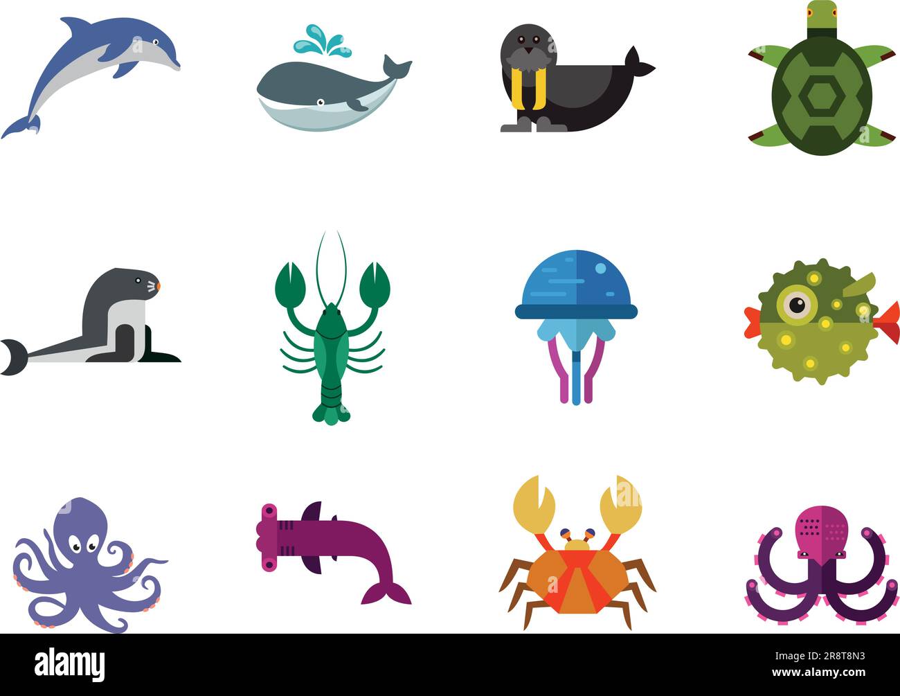 Sea Creatures Icons Set Stock Vector Image & Art - Alamy