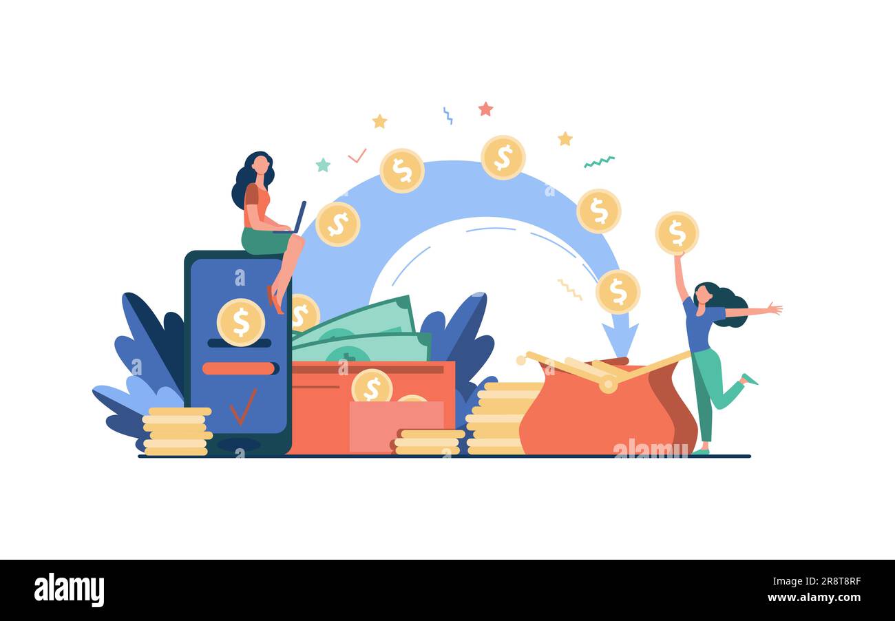 Stylized people sending payment and receiving money Stock Vector Image ...