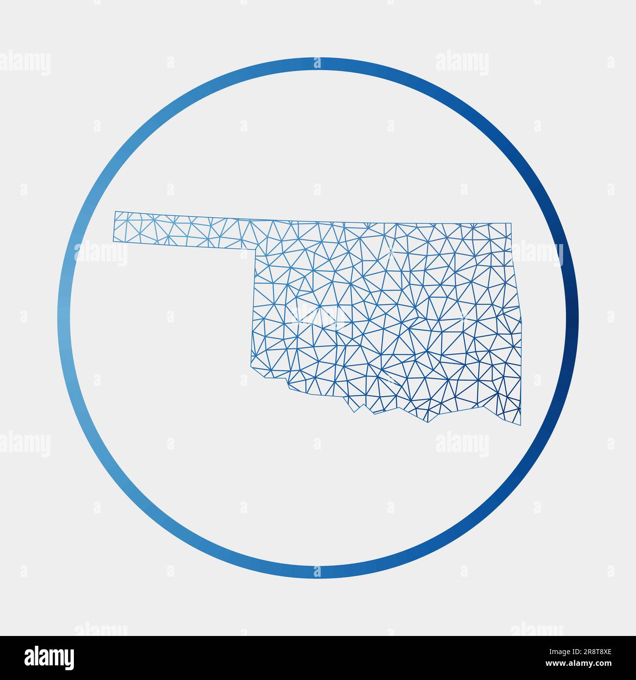 Oklahoma icon. Network map of the US state. Round Oklahoma sign with ...