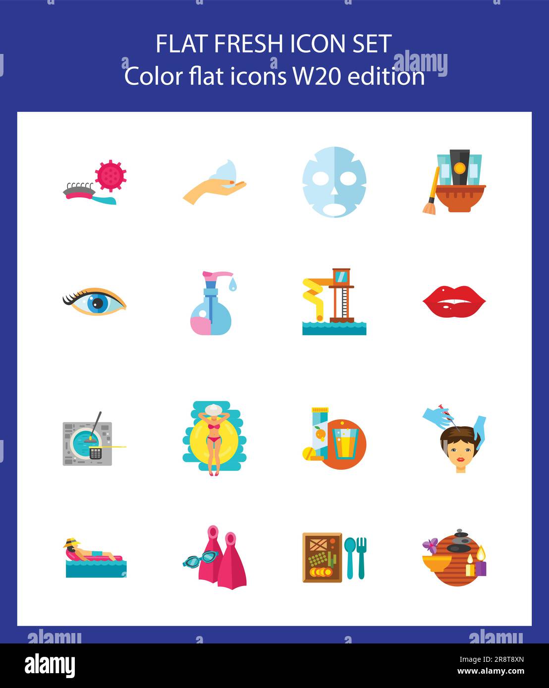 Bodycare icon set. Dieting, hygiene, fitness and makeup symbols Stock ...