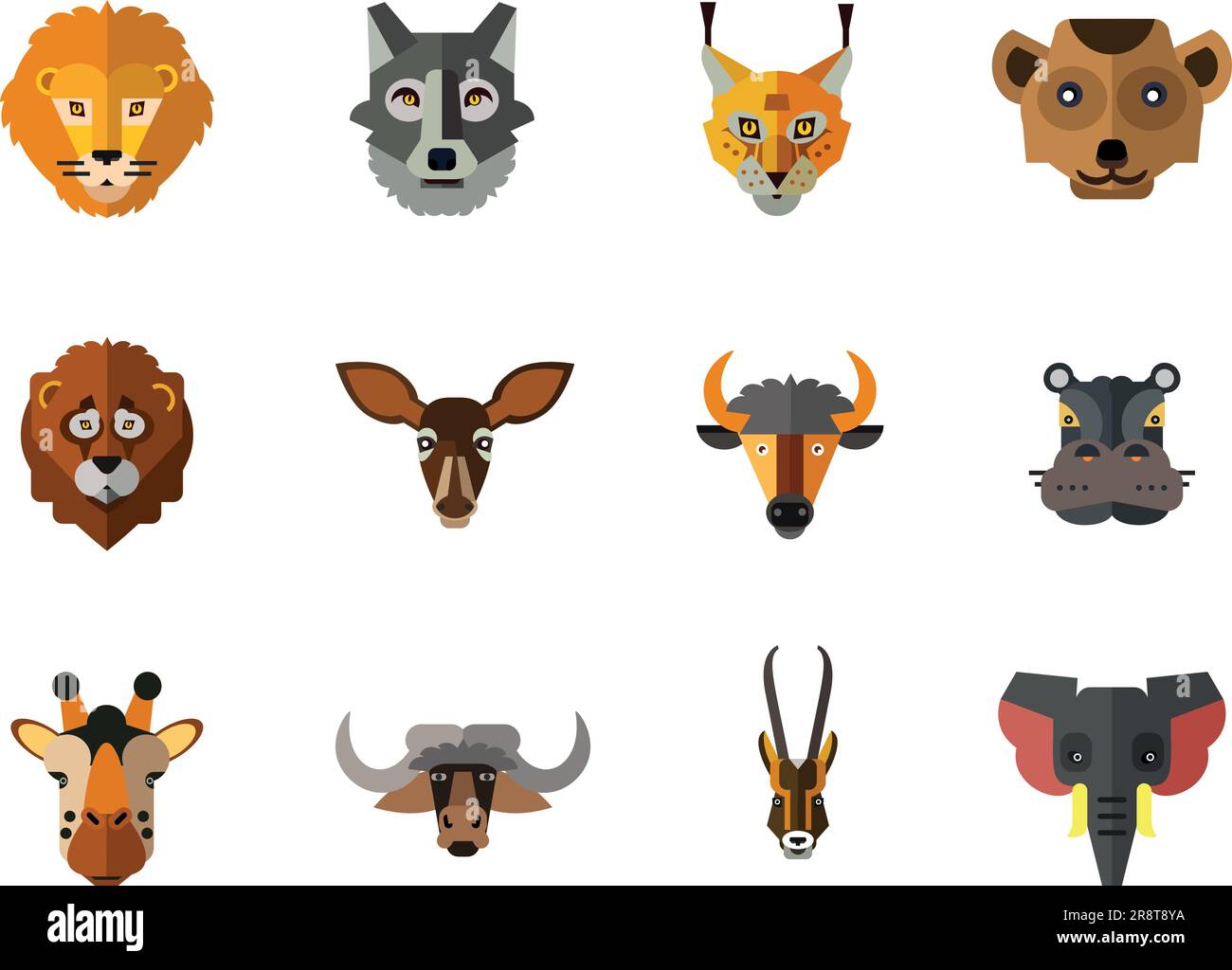 Animal Faces Icon Set Stock Vector Image & Art - Alamy