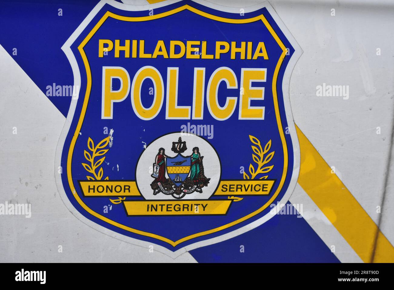 Philadelphia police logo on Philadelphia police vehicle. On 21st Street ...