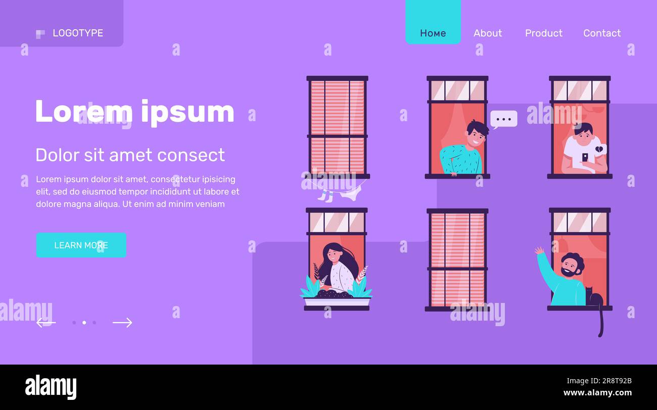 Apartment open windows with friendly neighbors Stock Vector Image & Art ...