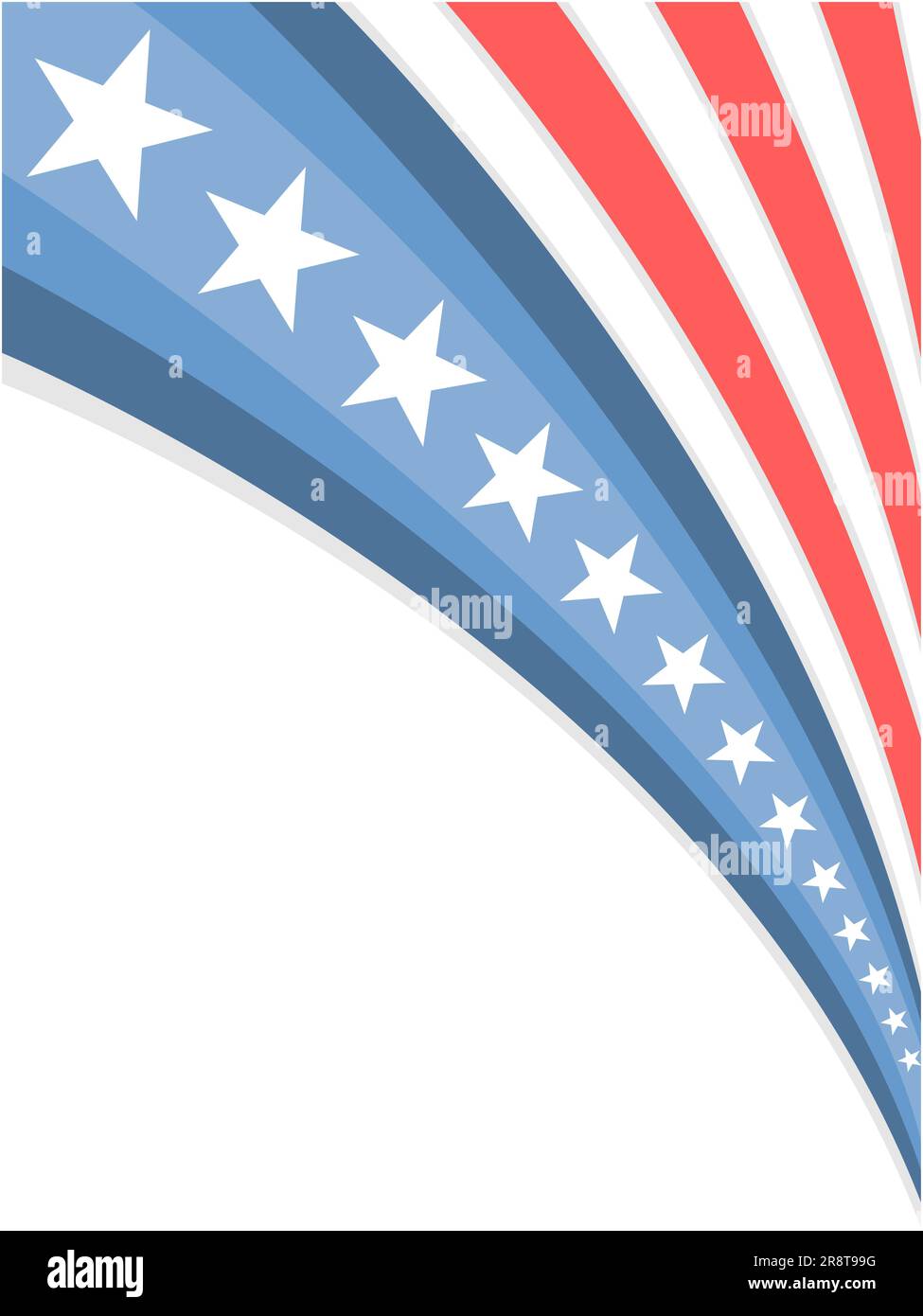 American flag symbols wave corner frame with an empty space for text ...