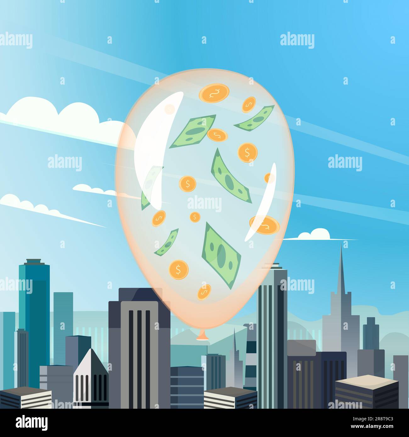 money balloon with a city background Stock Vector Image & Art - Alamy