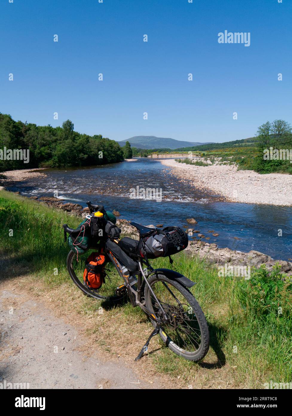 Bikepacking along the River Dee, Grampian Stock Photo - Alamy