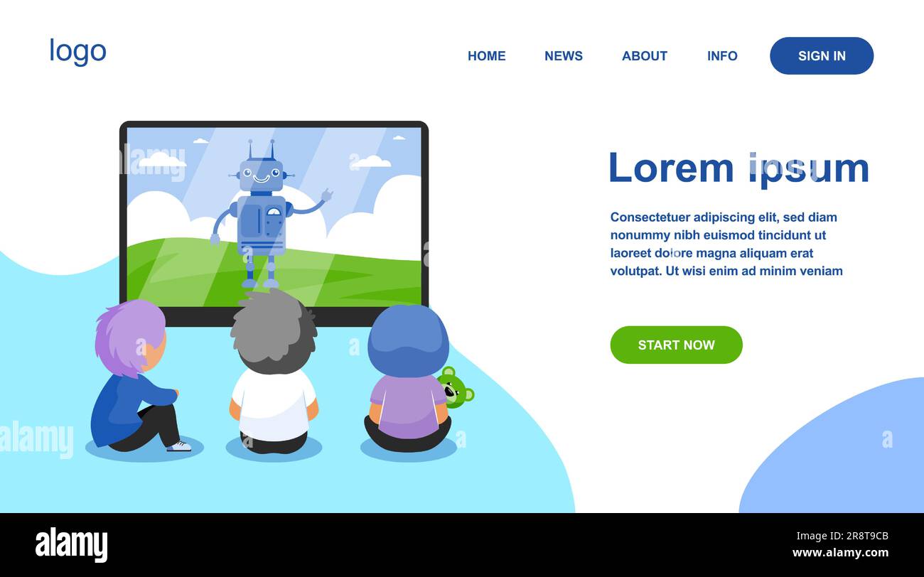 Robot watching video Stock Vector Images - Alamy