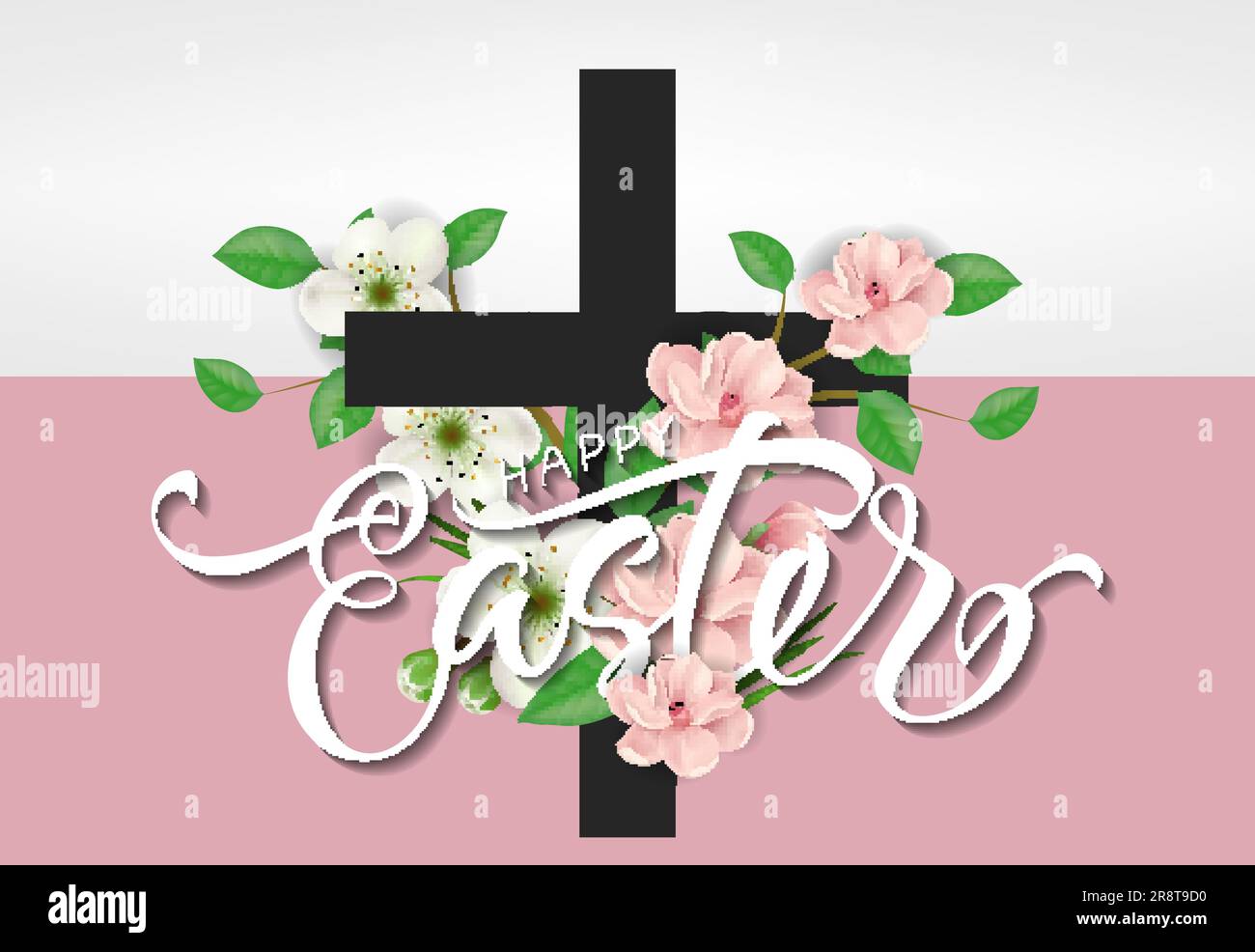 Happy Easter Lettering with Cross Stock Vector Image & Art - Alamy