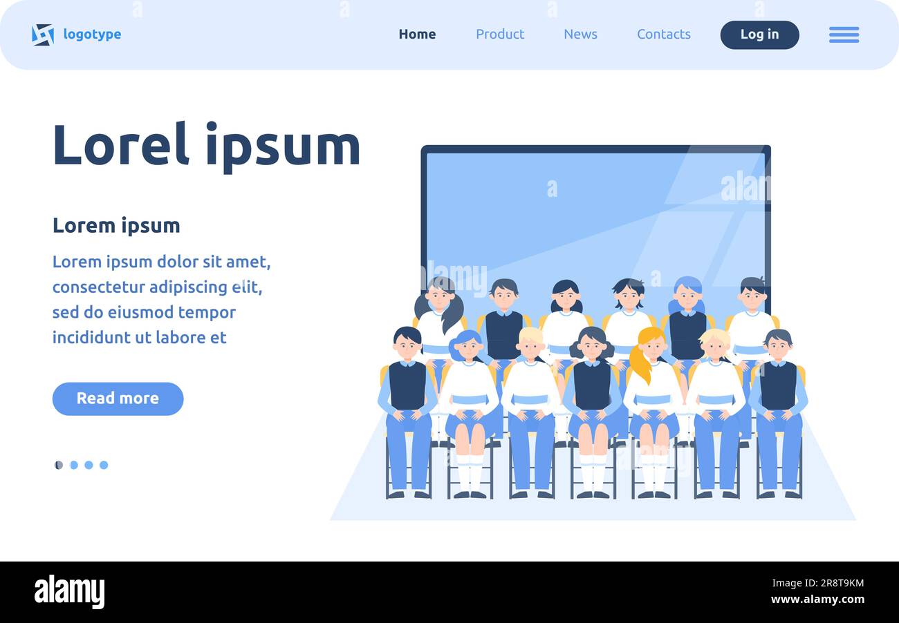 School students posing for class photo in classroom Stock Vector Image ...