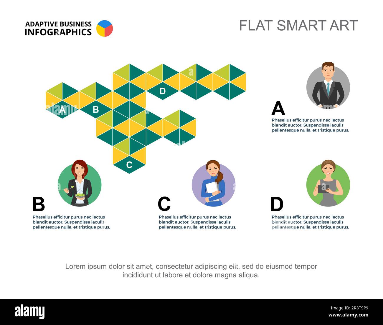 Four employees process chart template for presentation Stock Vector ...